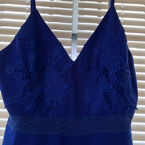 privy | Pants & Jumpsuits | Flowy Blue Floral Embroidered Romper | Poshmark